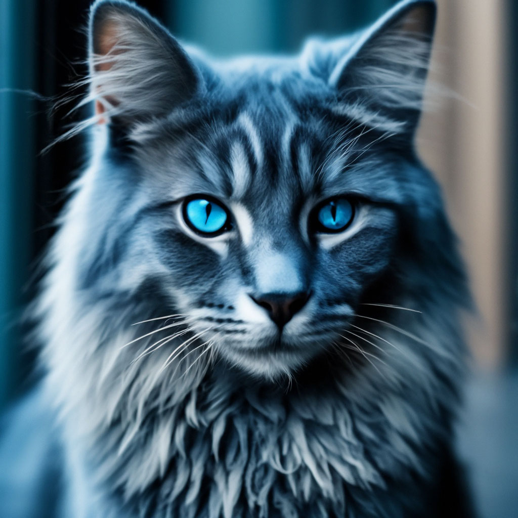 "Cool and beautiful blue cat" — image created in Shedevrum