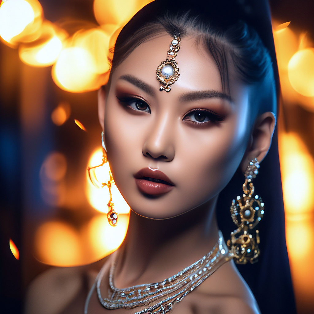 "Girl,full lips, dark-haired hair gathered in a high ponytail,wide ...