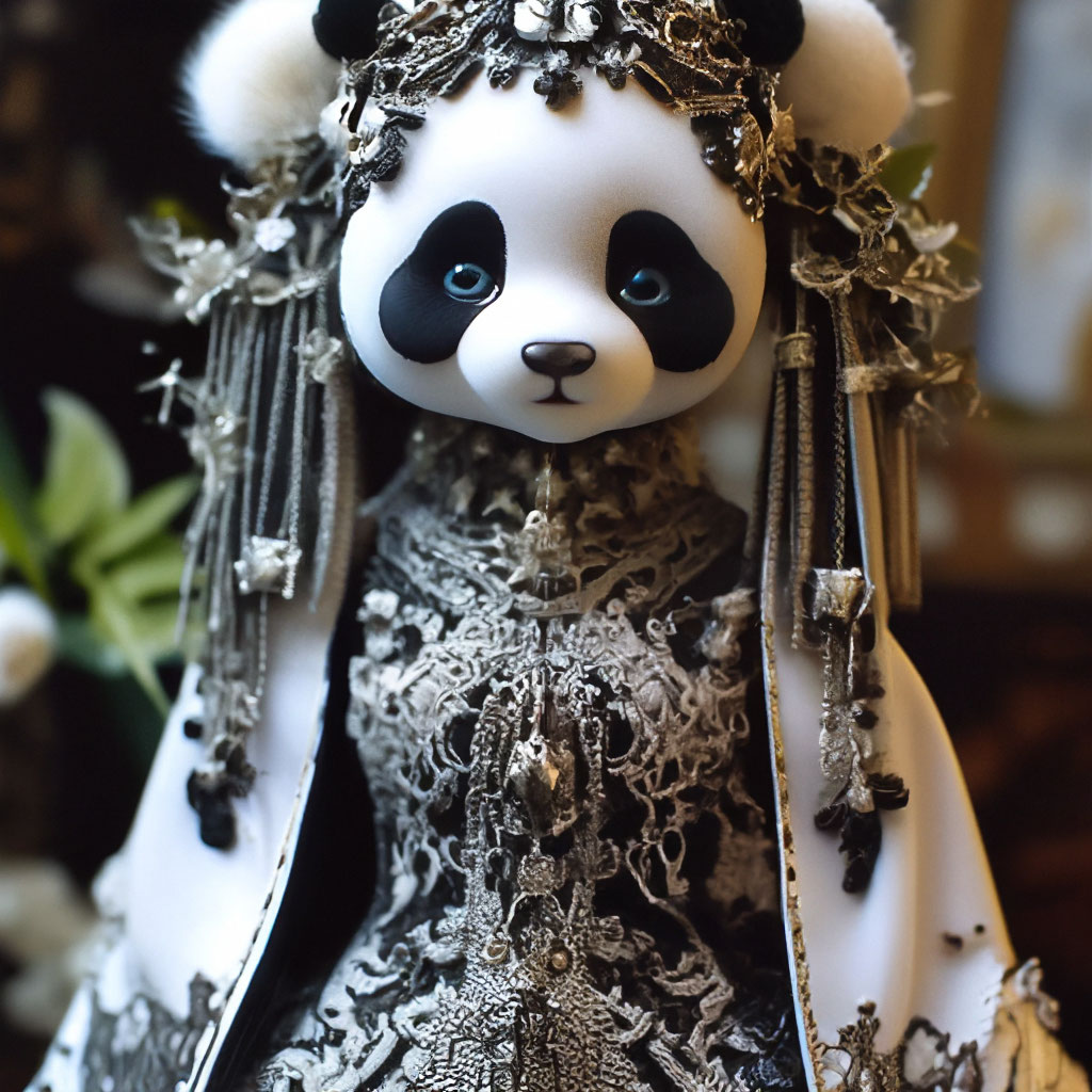 "Very beautiful panda doll,full-length,photorealistic,expressive deep ...