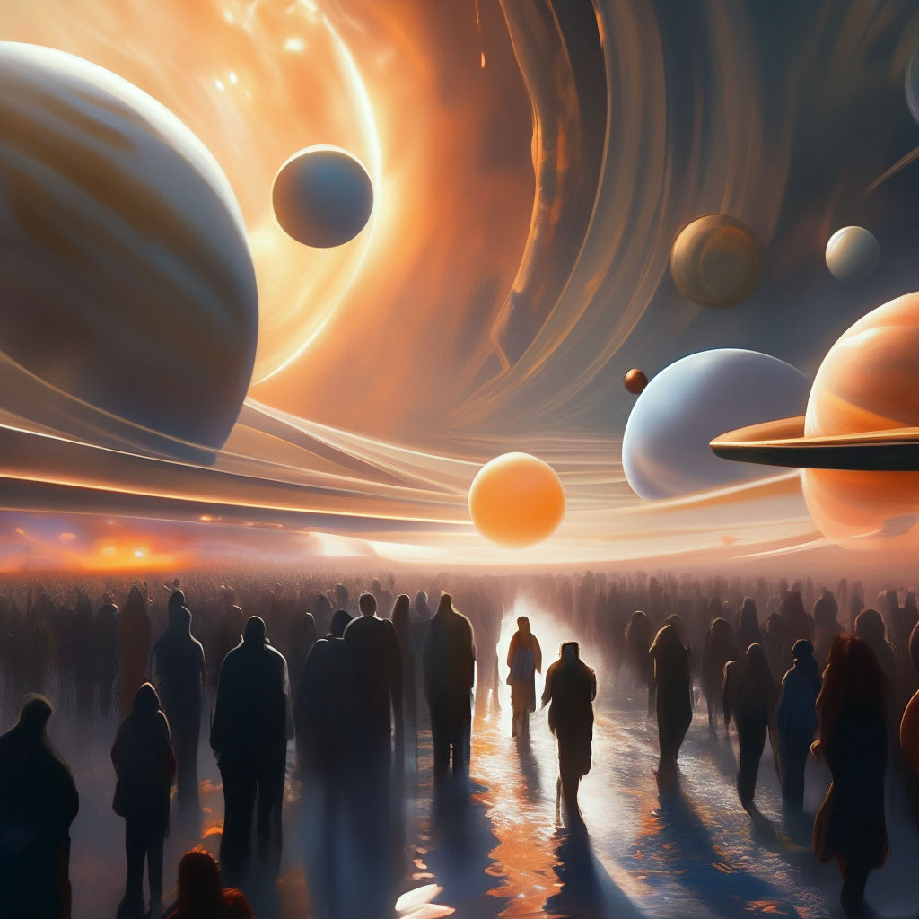 "The parade of planets" — image created in Shedevrum