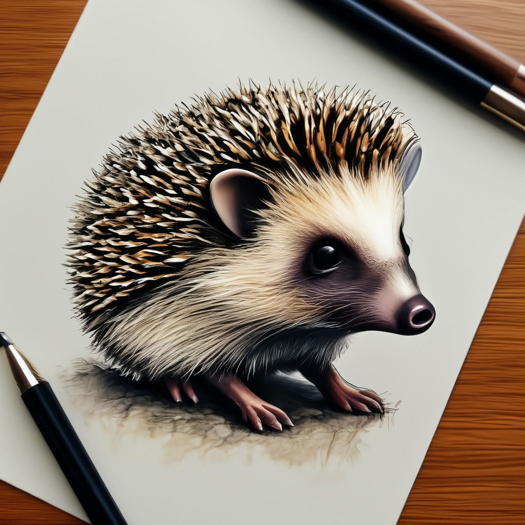 "Realistic, small hedgehog in the form of a fish,sketch, gradient ...