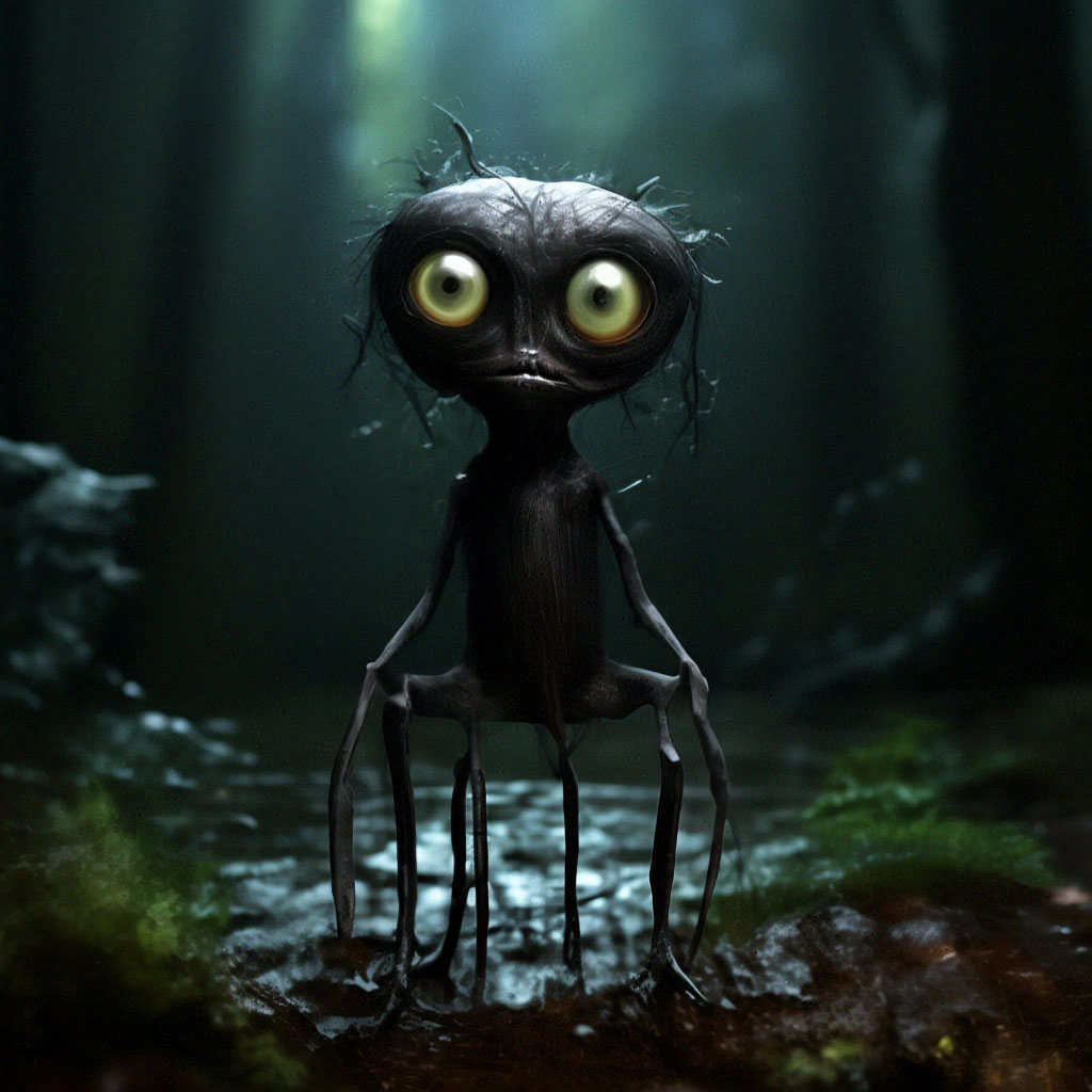 "A creature with long legs, a thin body and big eyes is darkness ...