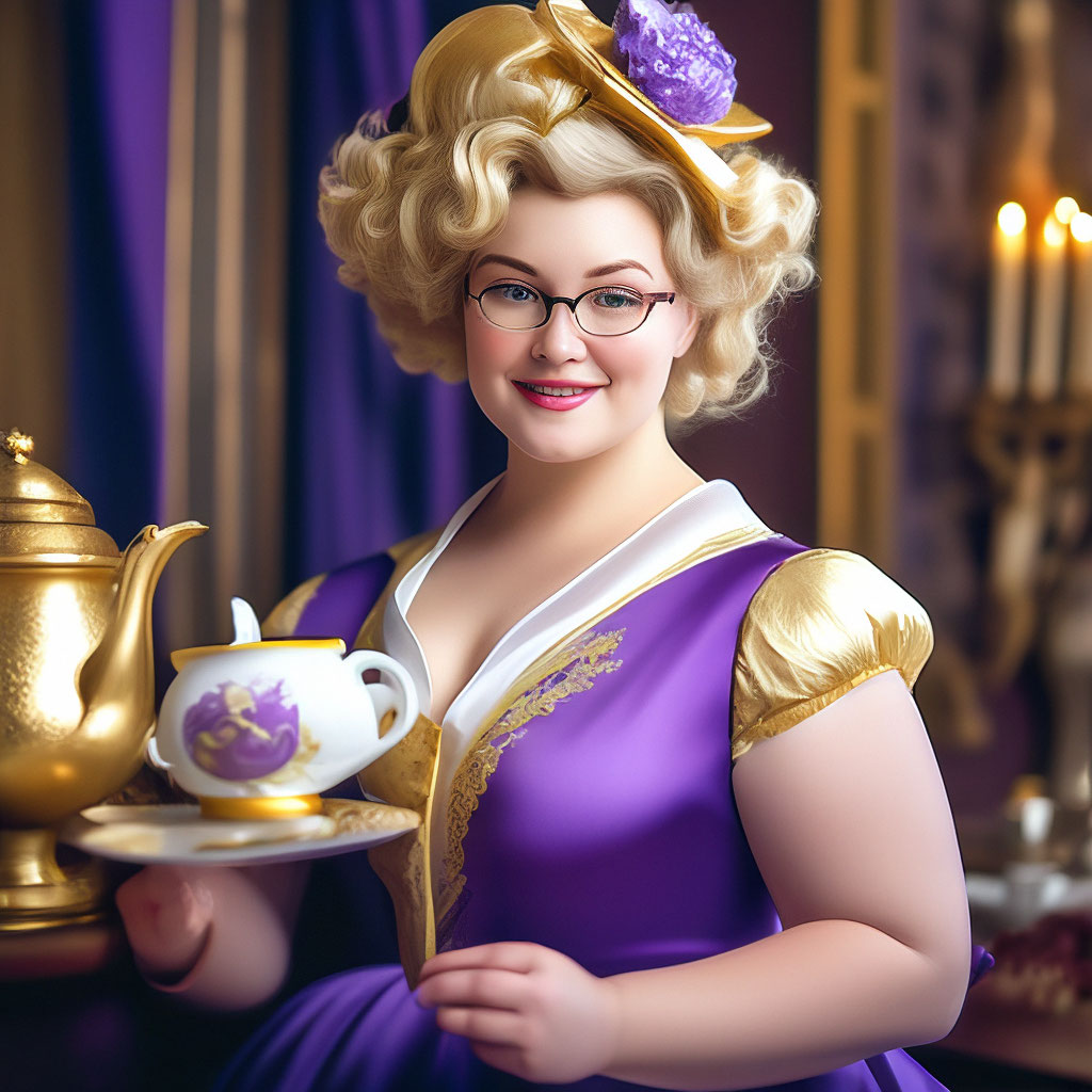 "64k, photorealism, Mrs. Potts from "Beauty and the Beast", dark style ...