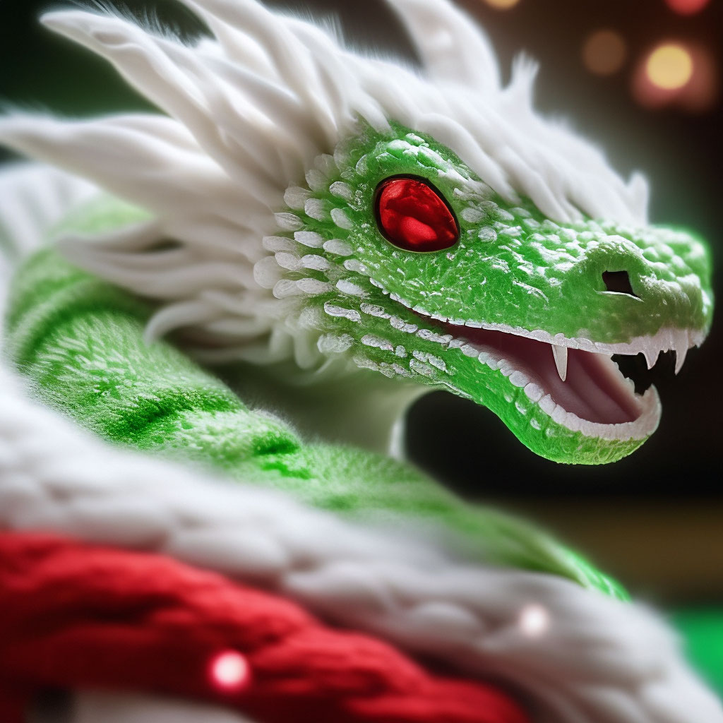 🇮🇹Green and white and red dragon snake🇮🇹༻ hyper realistic beautiful ...