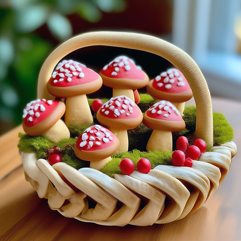 "Tula gingerbread in the form of mushrooms in a basket" — image created ...
