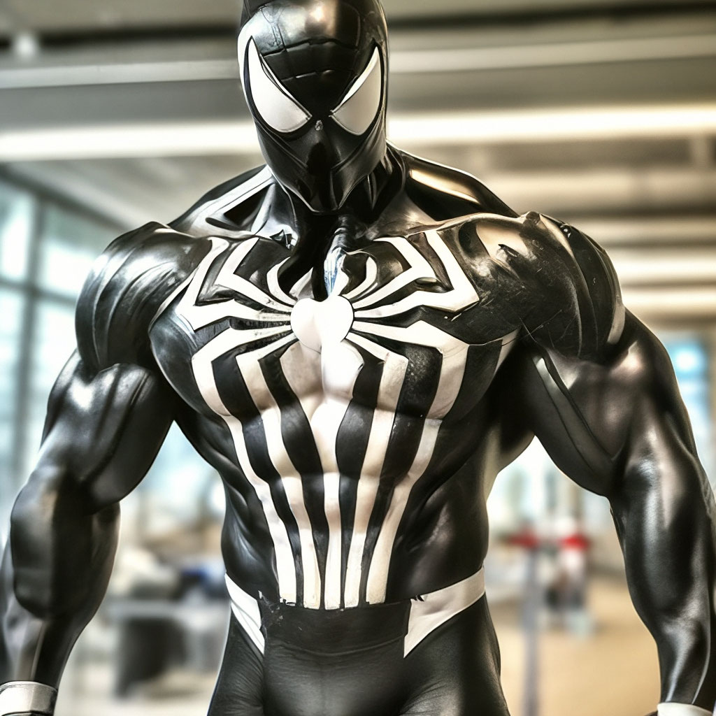 "Spider-man in white bodybuilder, realistic, beautiful, aesthetically ...