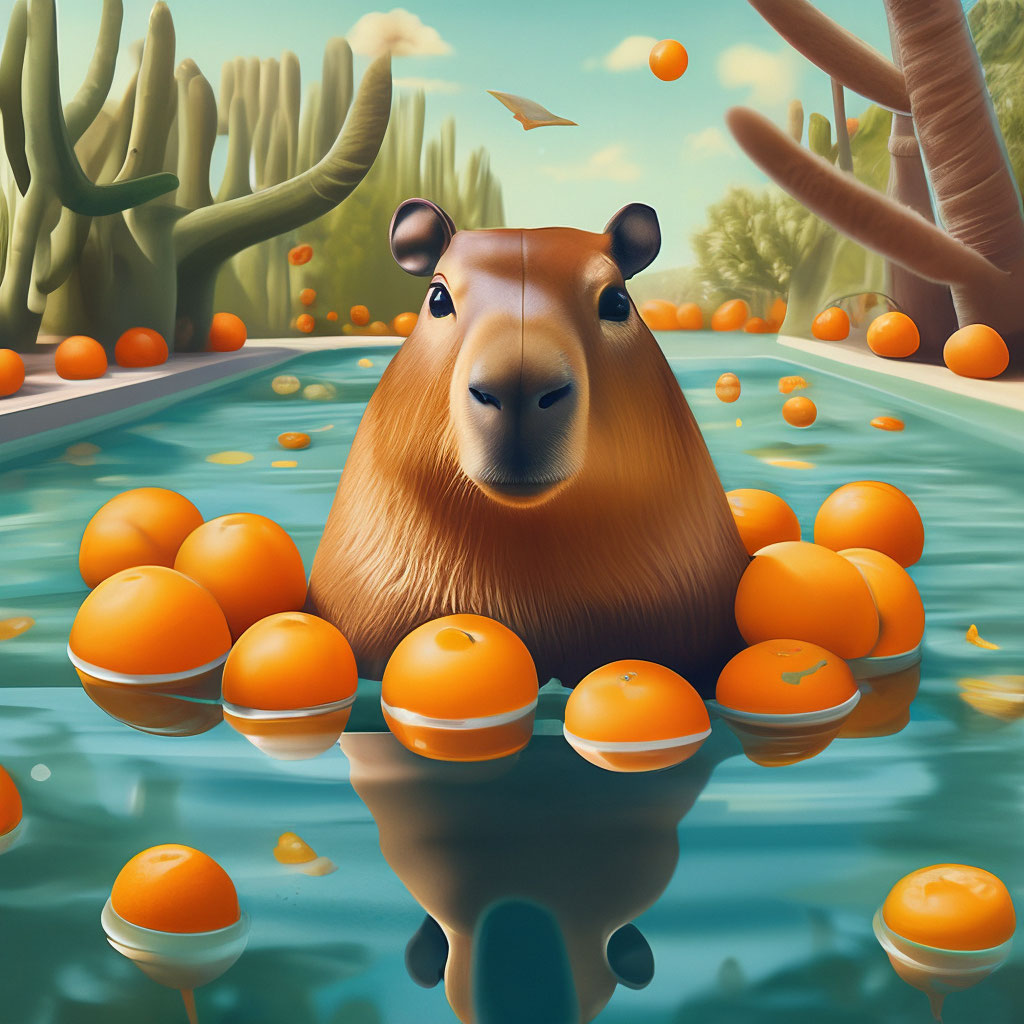 "A capybara that hugs a cactus and still eats a cactus 1 more and ...