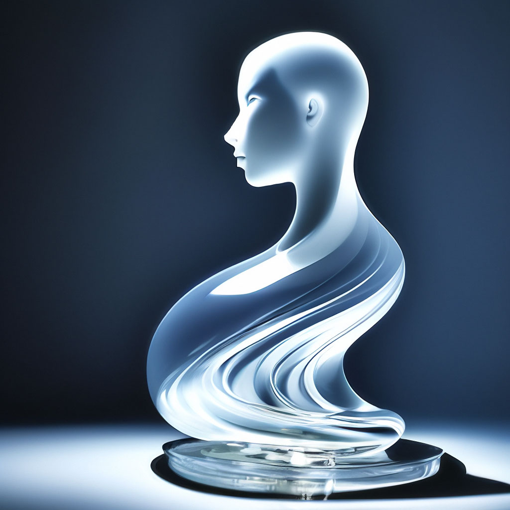 "Beautiful,unusual figure of unusual shape,curved, made of liquid glass ...