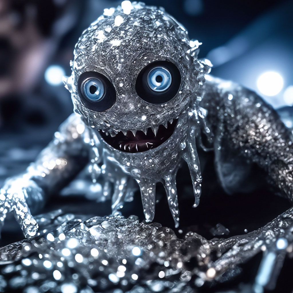 "Creep symbiosis of a diamond and a man, funny and terrible, tin, fear ...