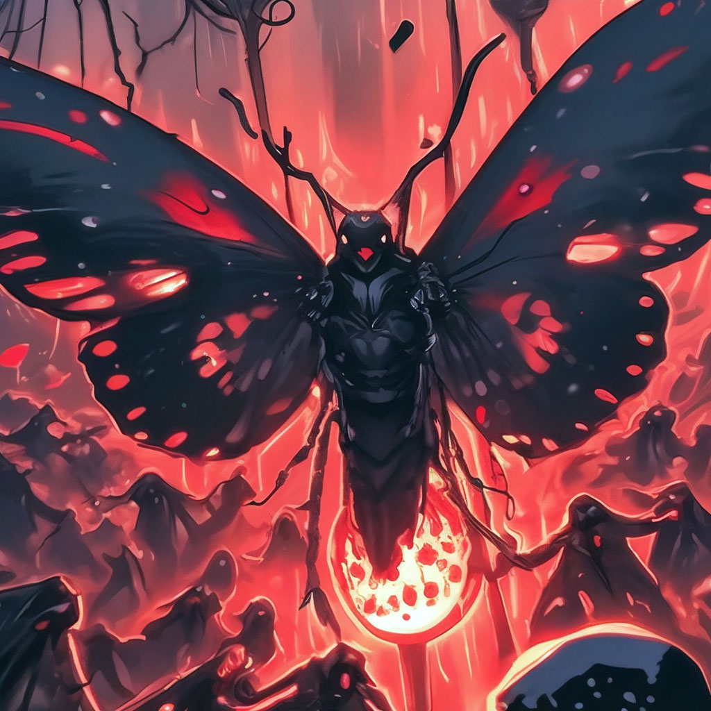 "08.08.23 Nuar666⠀⠀ a lot of predatory moths, lantern, skull, fear ...