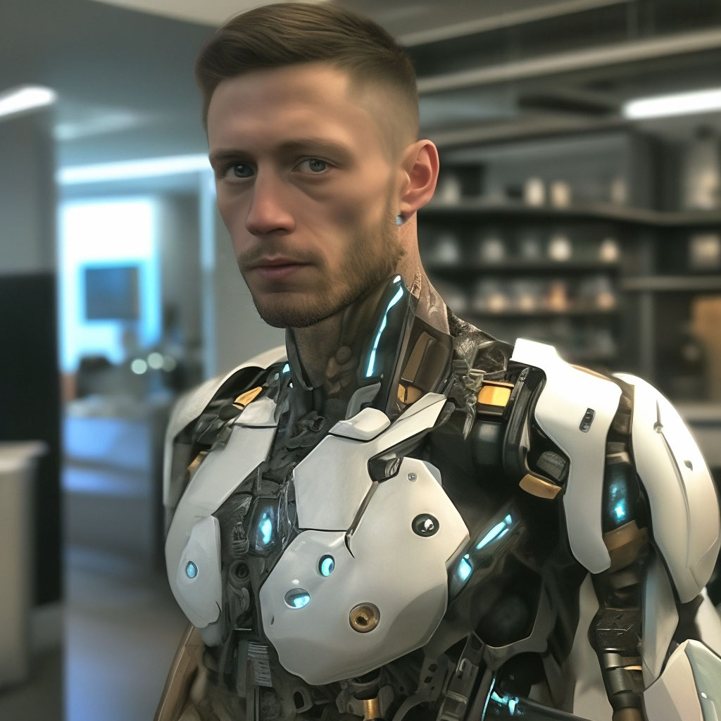 "Cyborg guy is super realistic" — image created in Shedevrum