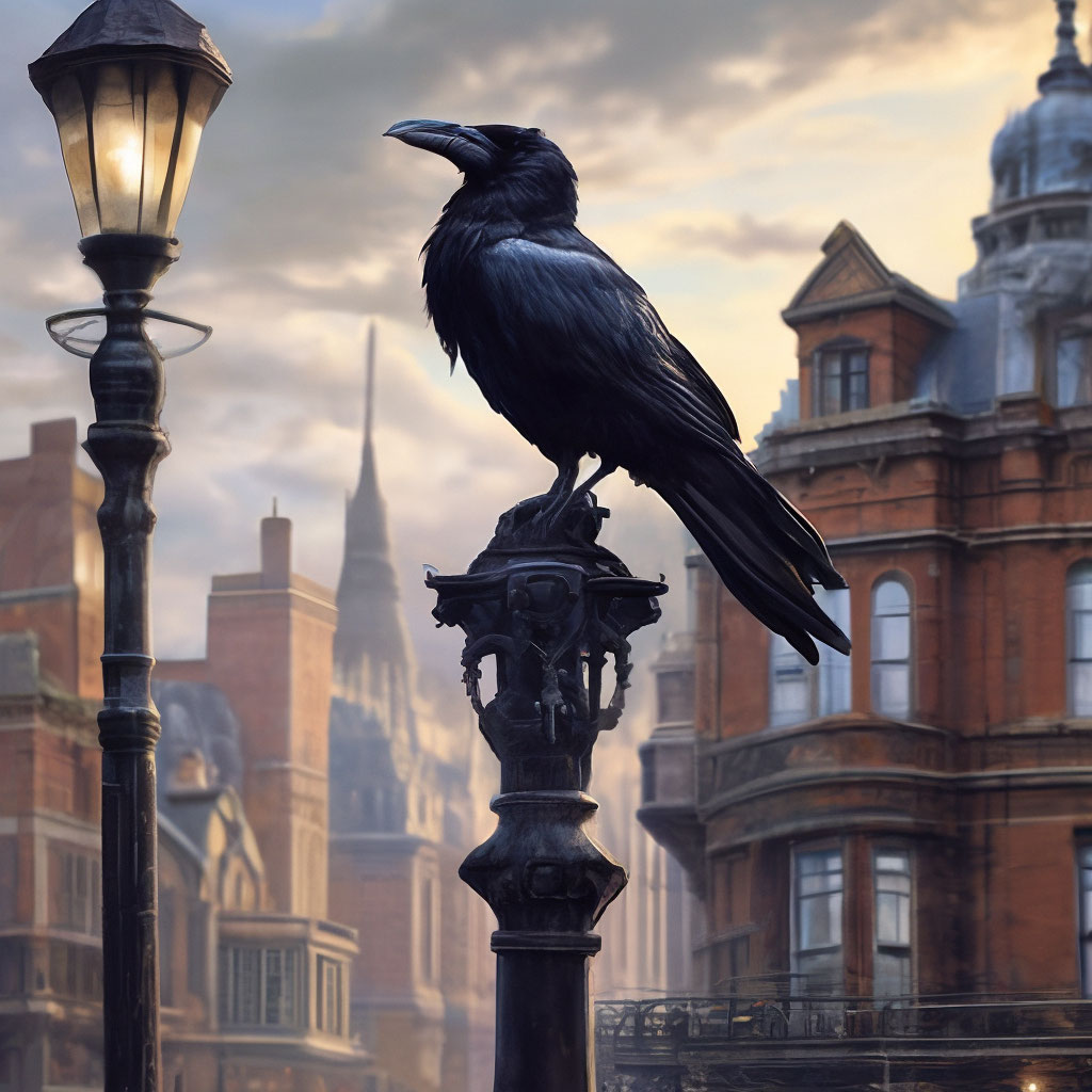 "The black raven in the city of the Victorian era" — image created in ...