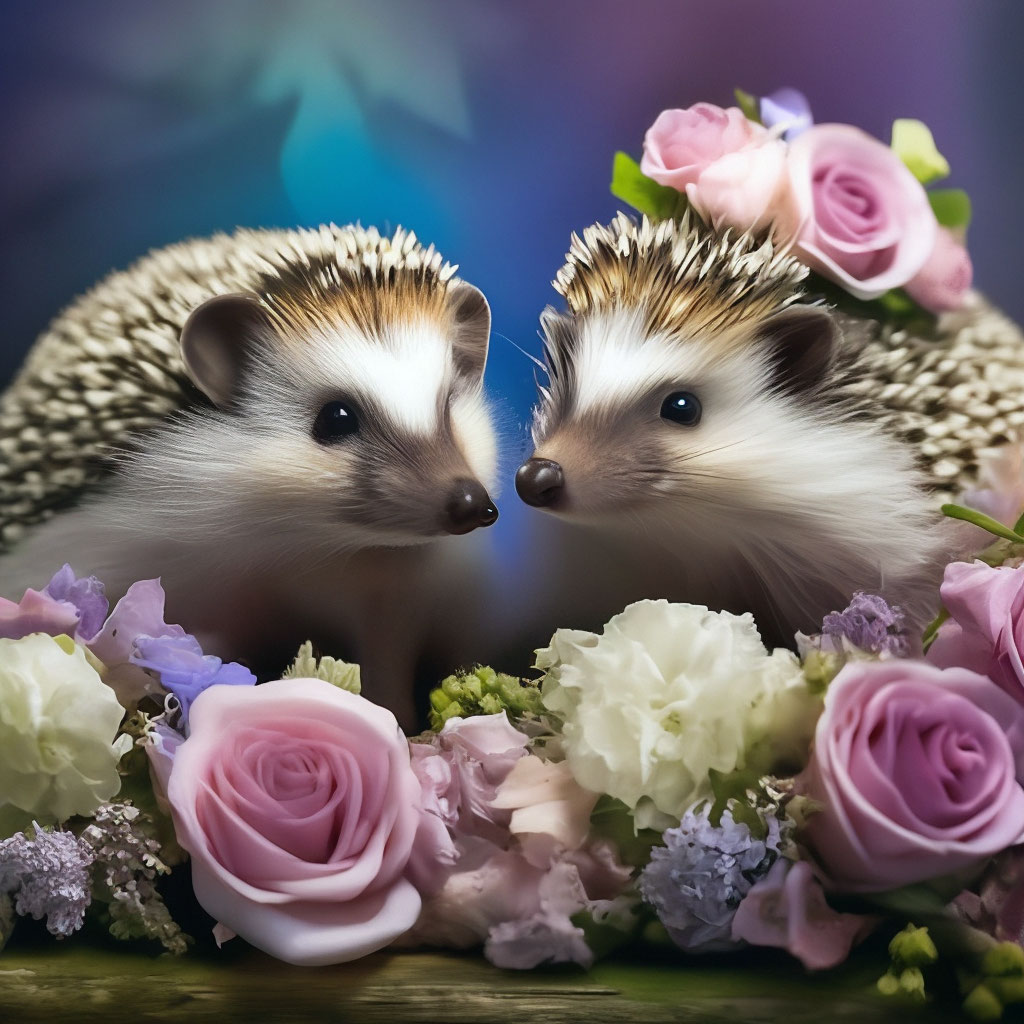 "Wedding of hedgehogs" — image created in Shedevrum