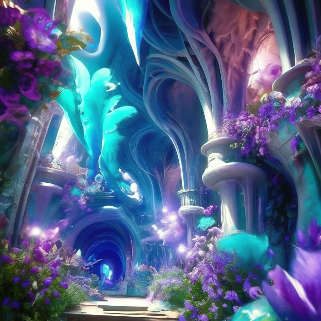 "Grotto, the vault of which is strewn with flowers, feathers, crystals ...