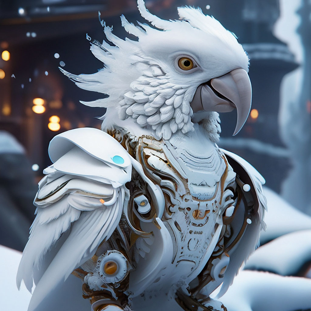 "Snow - white magic parrot" — image created in Shedevrum
