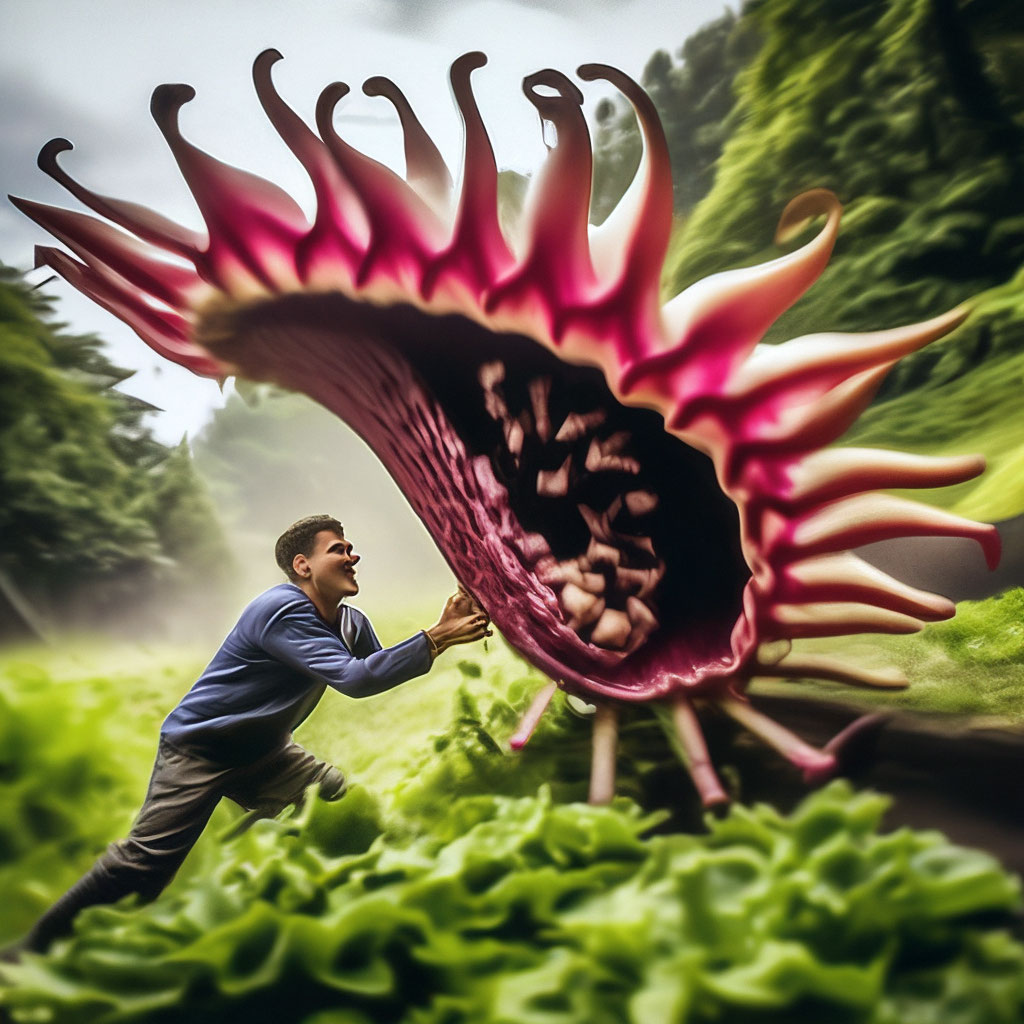 "Predatory flower attacks people, swallowed a person by half" — image ...