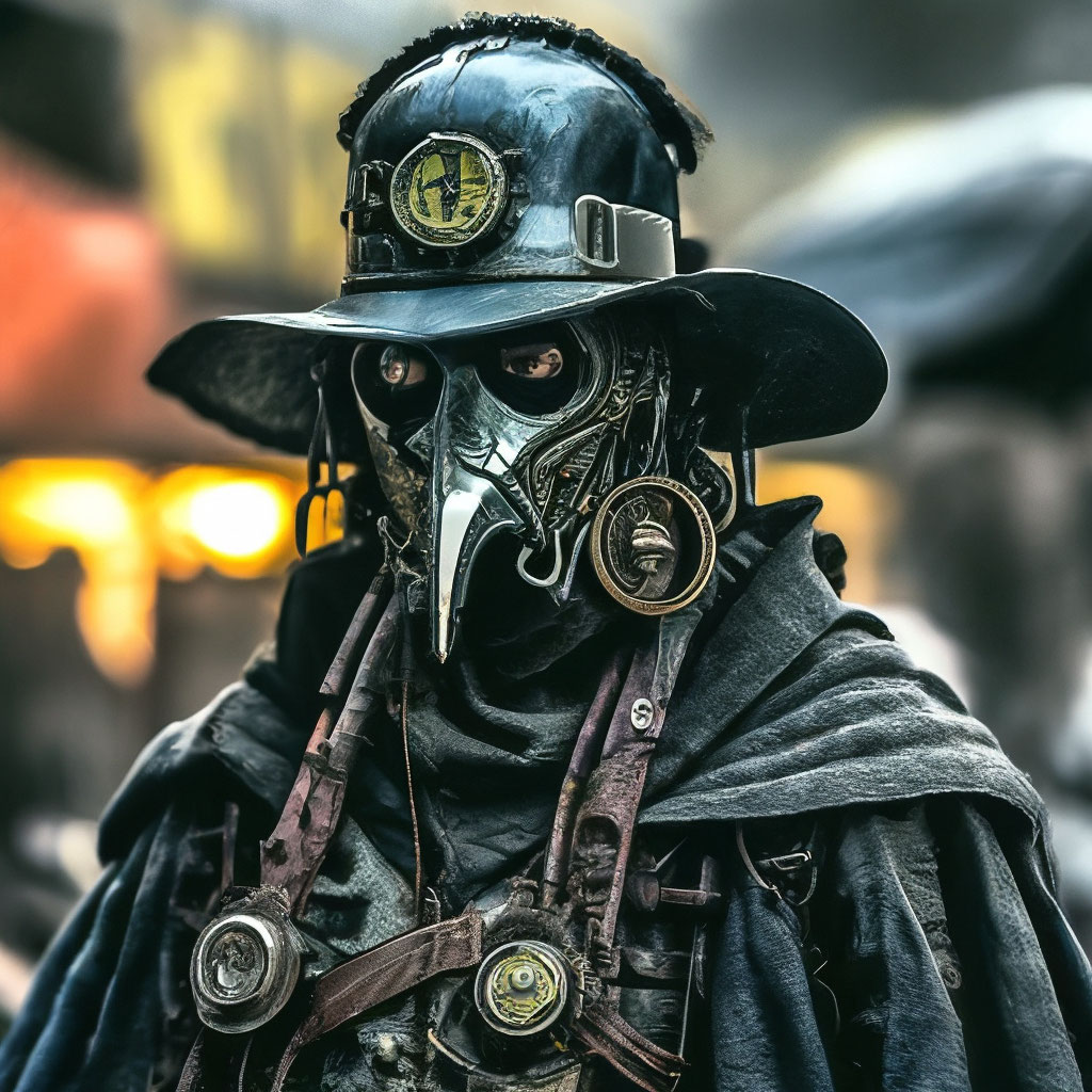 "The Plague Doctor of the post-apocalypse the finest ink drawing, clear ...