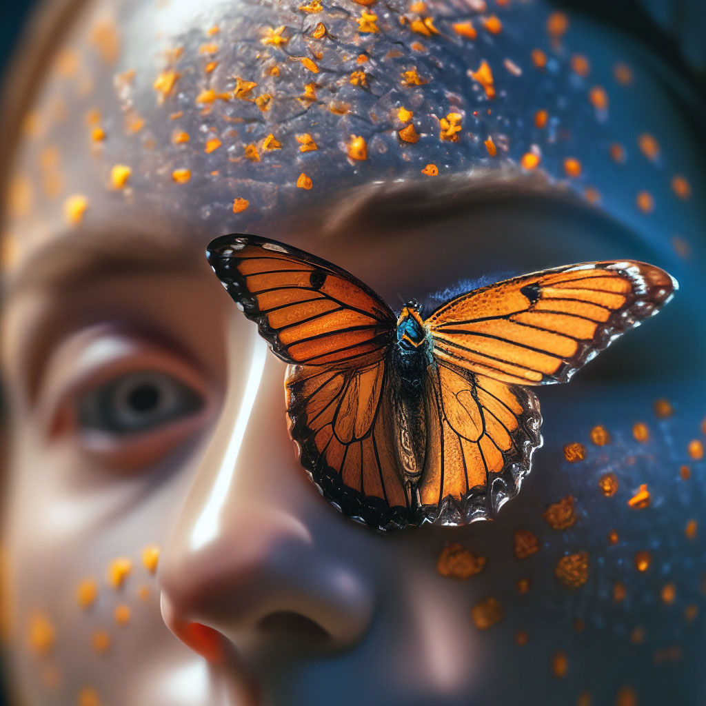 "Symbiosis of a butterfly and a human hyper-detail, aesthetically ...