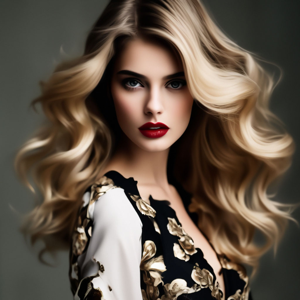 "Stylish woman, model hairstyle, photo shoot, not blurred. Style: D&G ...