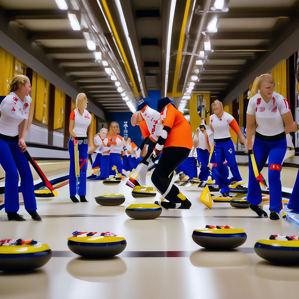 "Curling, stones, mops track , competitions" — image created in Shedevrum