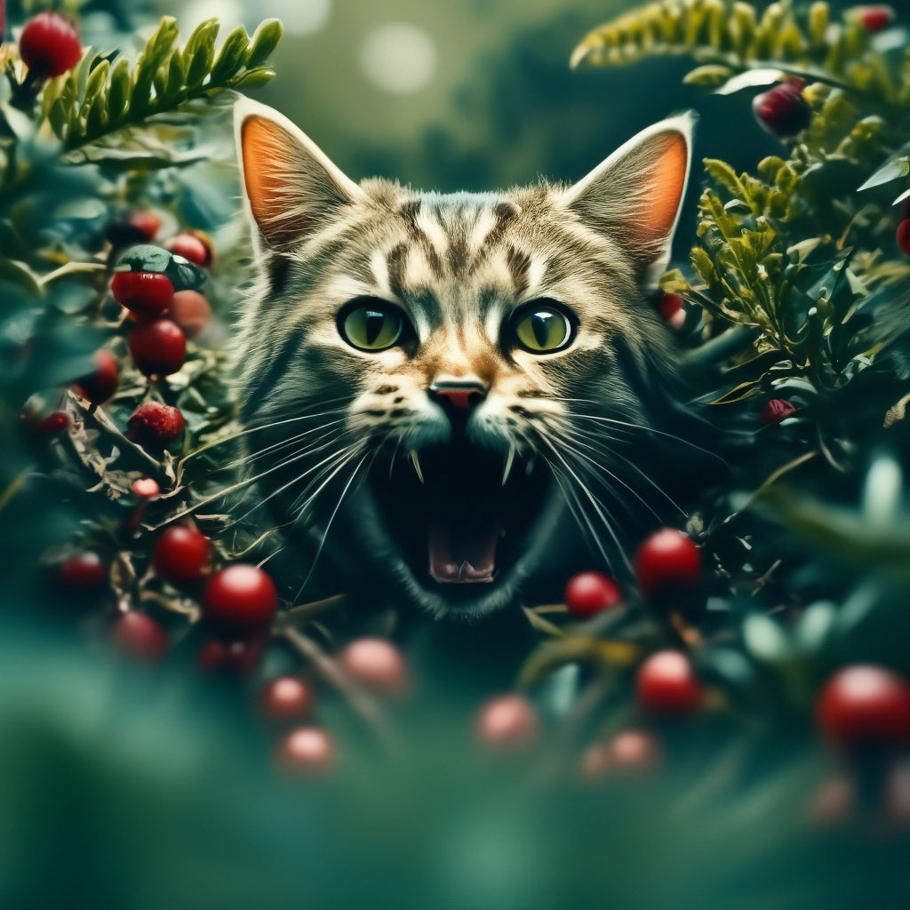 "Yew berries surrounded the Leafy cat, she screams in despair "save me ...