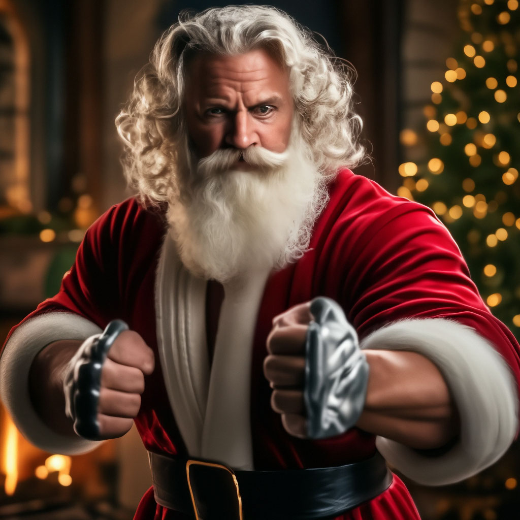 "Pumped up Santa Claus" — image created in Shedevrum