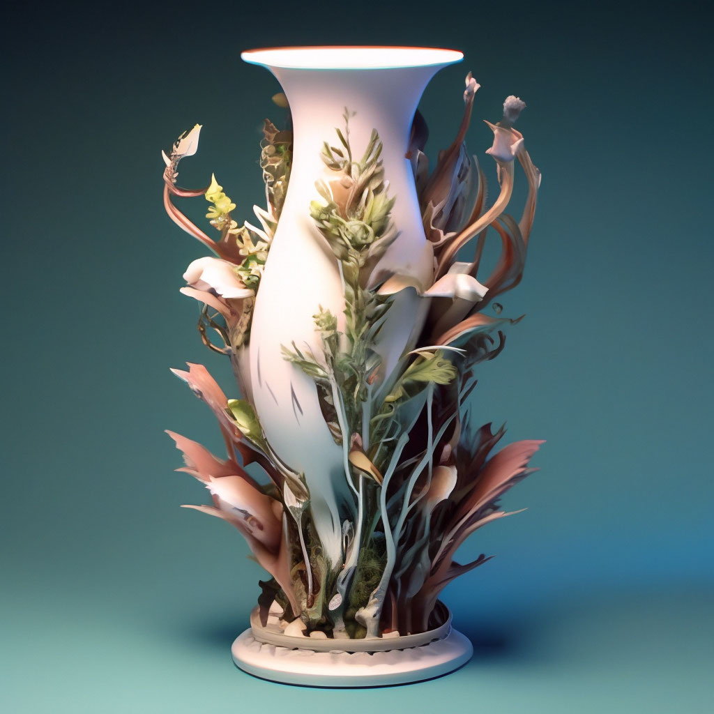 "Isometric art of high porcelain vase" — image created in Shedevrum
