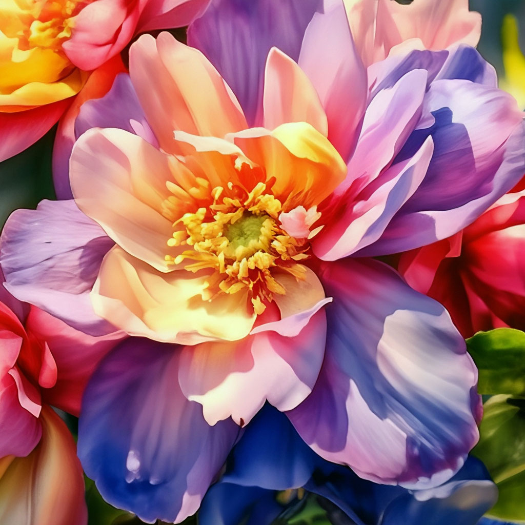 "Watercolor flowers, beautiful, professional photo, realistic,64k, high ...