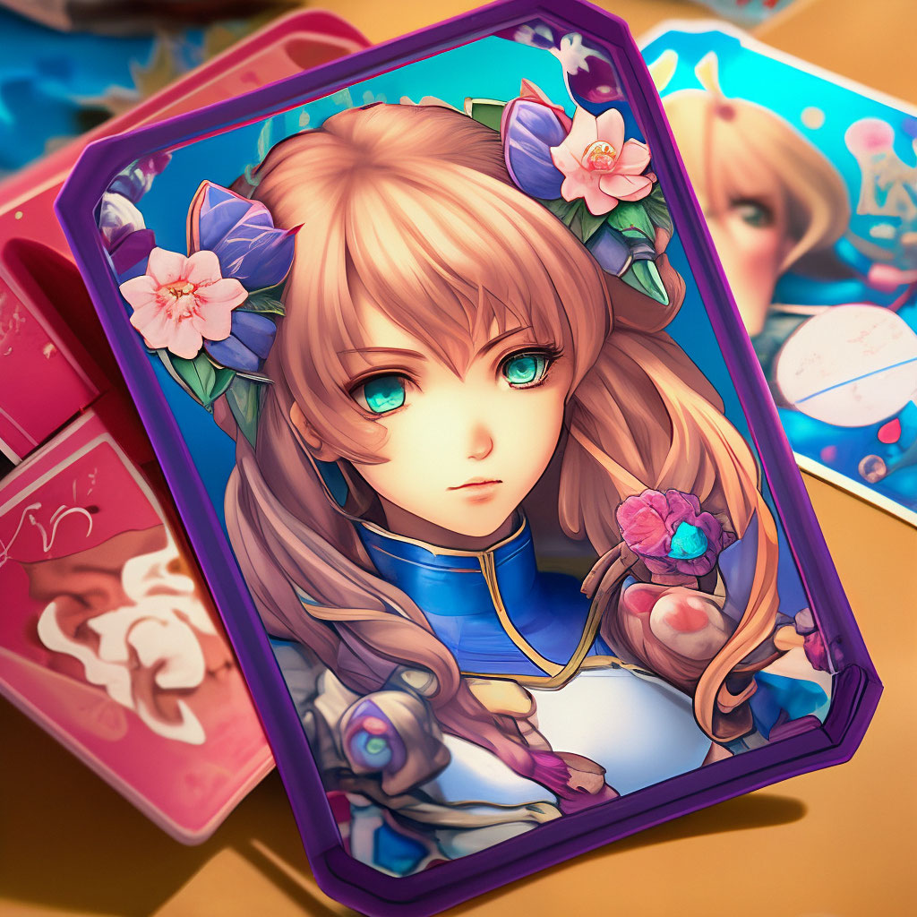 "13 anime-style cards" — image created in Shedevrum