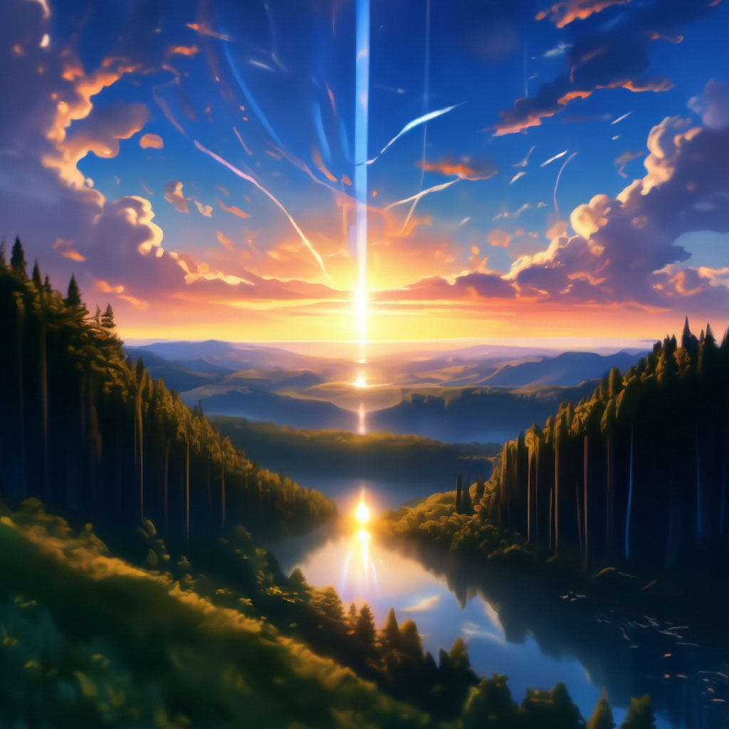 "Landscapes from the anime your name" — image created in Shedevrum