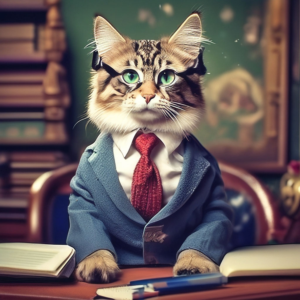 "The smartest cat in the world" — image created in Shedevrum