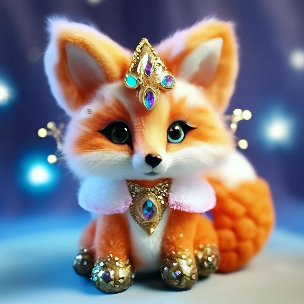 "The fox cub Cute, fluffy fox fairy in the style of magic in a fairy ...