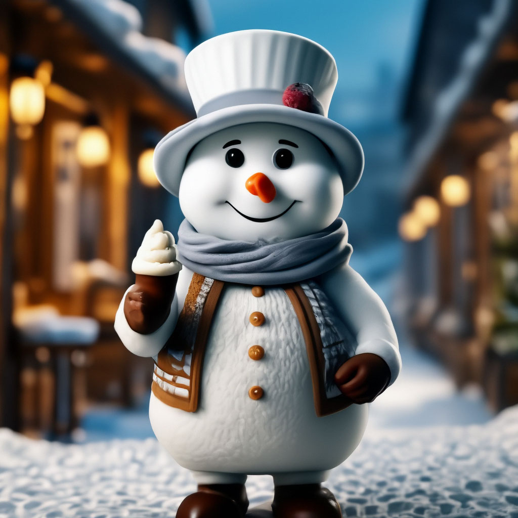 "[Snowman Fashionista] Cute cartoon snowman ice cream vendor, in a ...