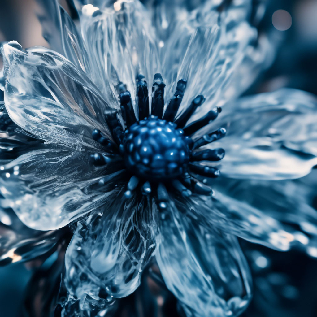 "Flower made of ice, surreal, macro detail, clear focus, professional ...