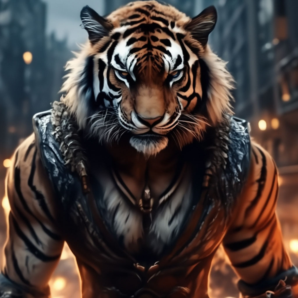 "Werewolf male tiger handsome" — image created in Shedevrum