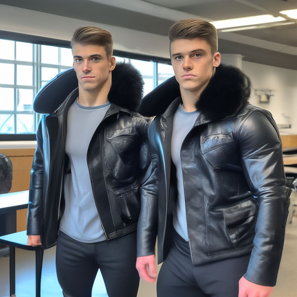 "Huge muscular twins young guys jocks bodybuilders in a winter thick ...