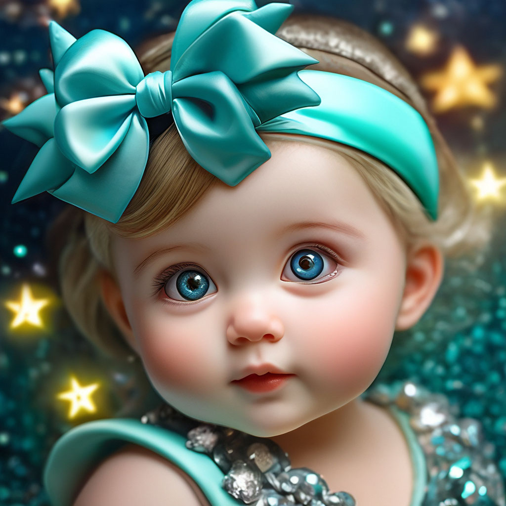 "Baby Audrey, big turquoise bow on her head, beautiful, fashion, botany ...
