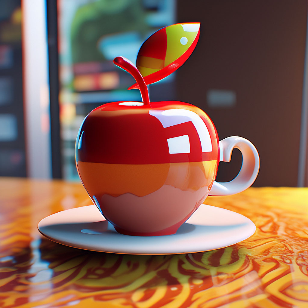 "Coffee apple. fantastic. 4D" — image created in Shedevrum