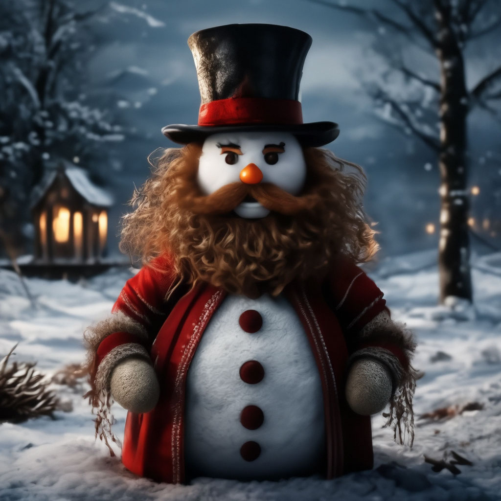 "A snowman with a beard" — image created in Shedevrum