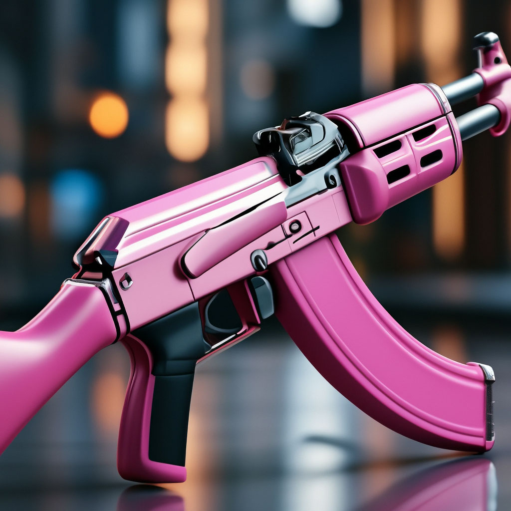 "Pink AK 47, professional photo, 4k, aesthetically pleasing, realistic ...