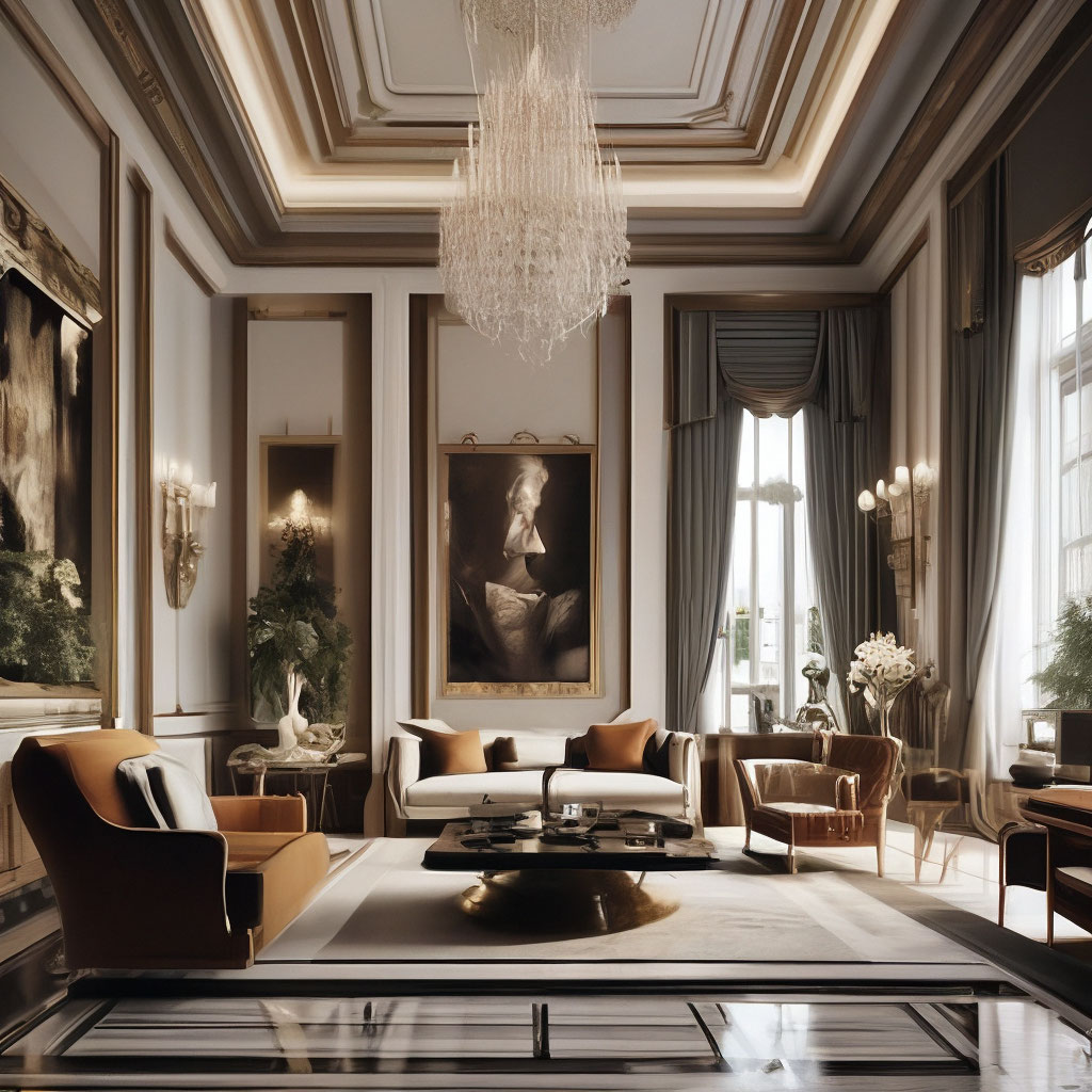 "Interior design in the style of imperial classicism" — image created ...