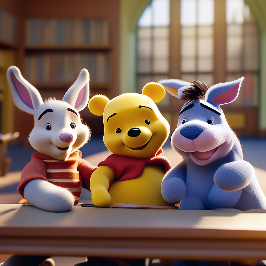 "Winnie the Pooh, Piglet and Eeyore the donkey go to school, DreamWorks ...