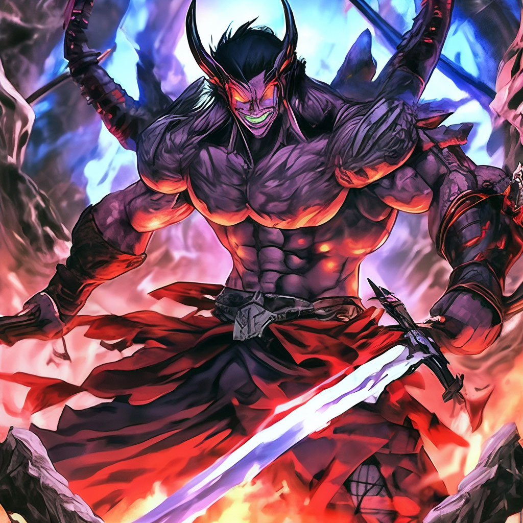 "Anime Demon Slashing Blade Battle Against Demon" — image created in ...