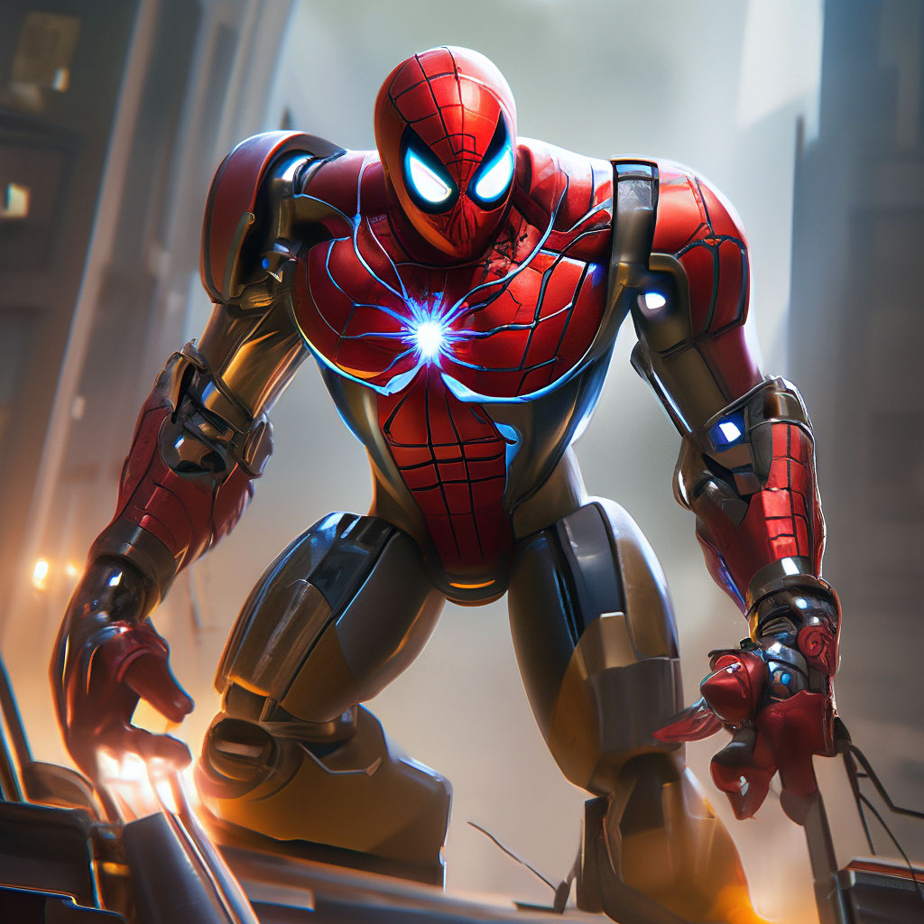 "Spider-man robot" — image created in Shedevrum