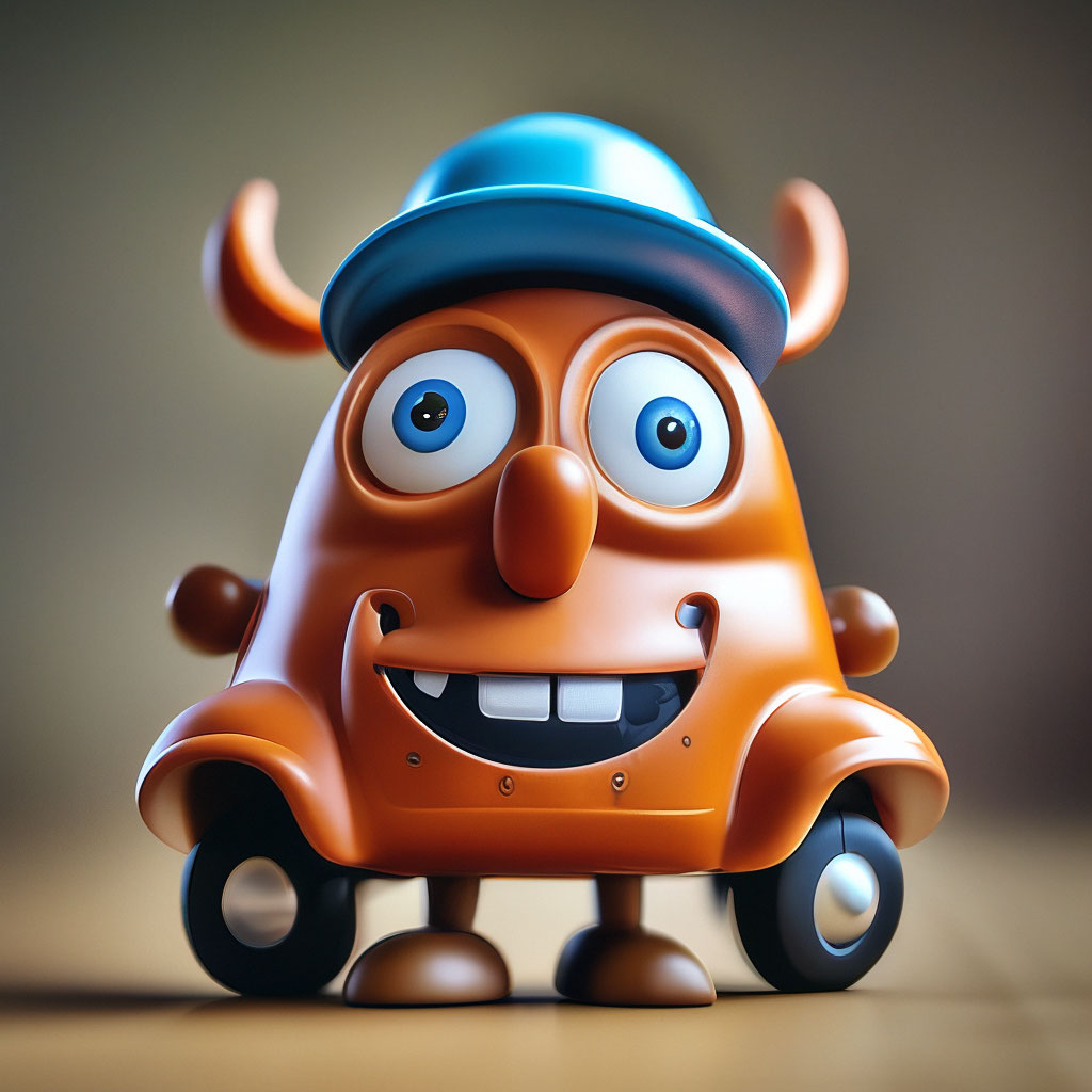 "Small, round, funny, humorous, creative character, with bulging eyes ...
