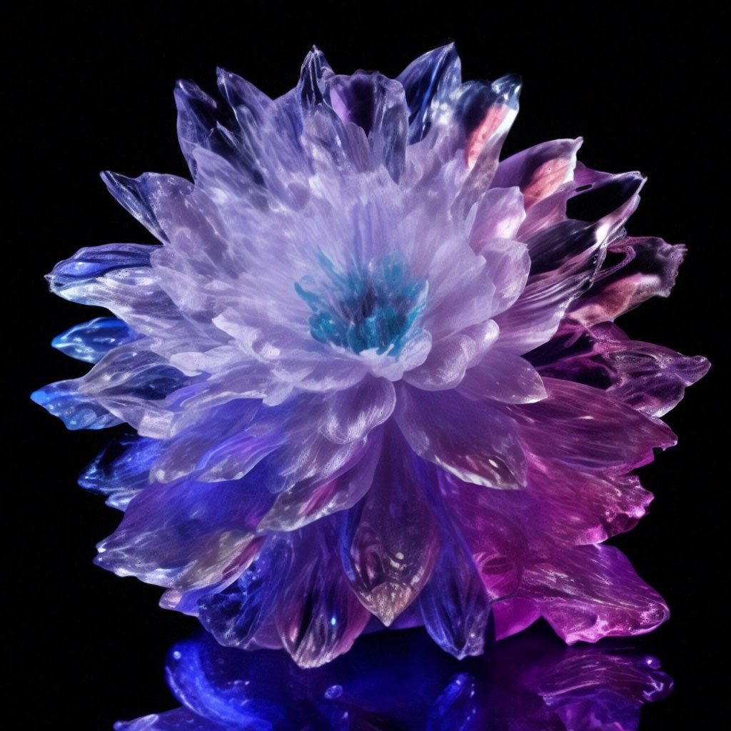 "Flowers and plants made of crystals, fabulously, close-up artist ...
