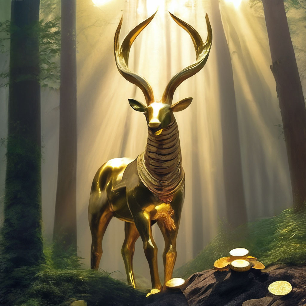 "💫Golden antelope. A golden antelope that knocked out gold coins, a ...