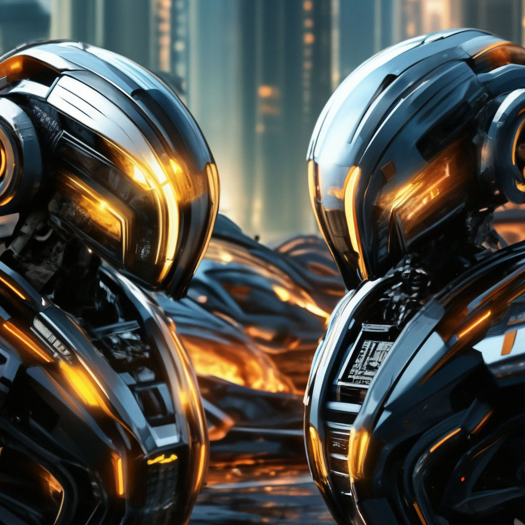 "Battle of the mechanoids" — image created in Shedevrum