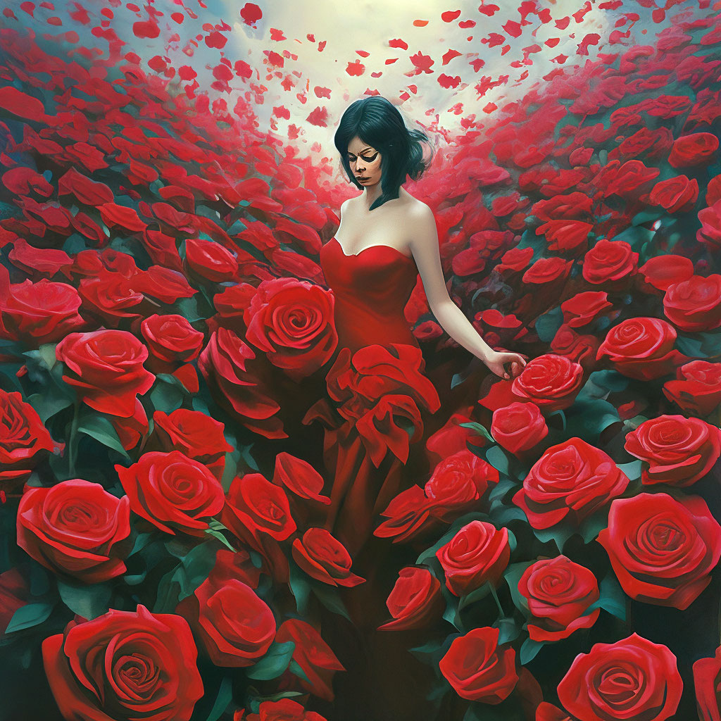 "A million scarlet roses." — image created in Shedevrum