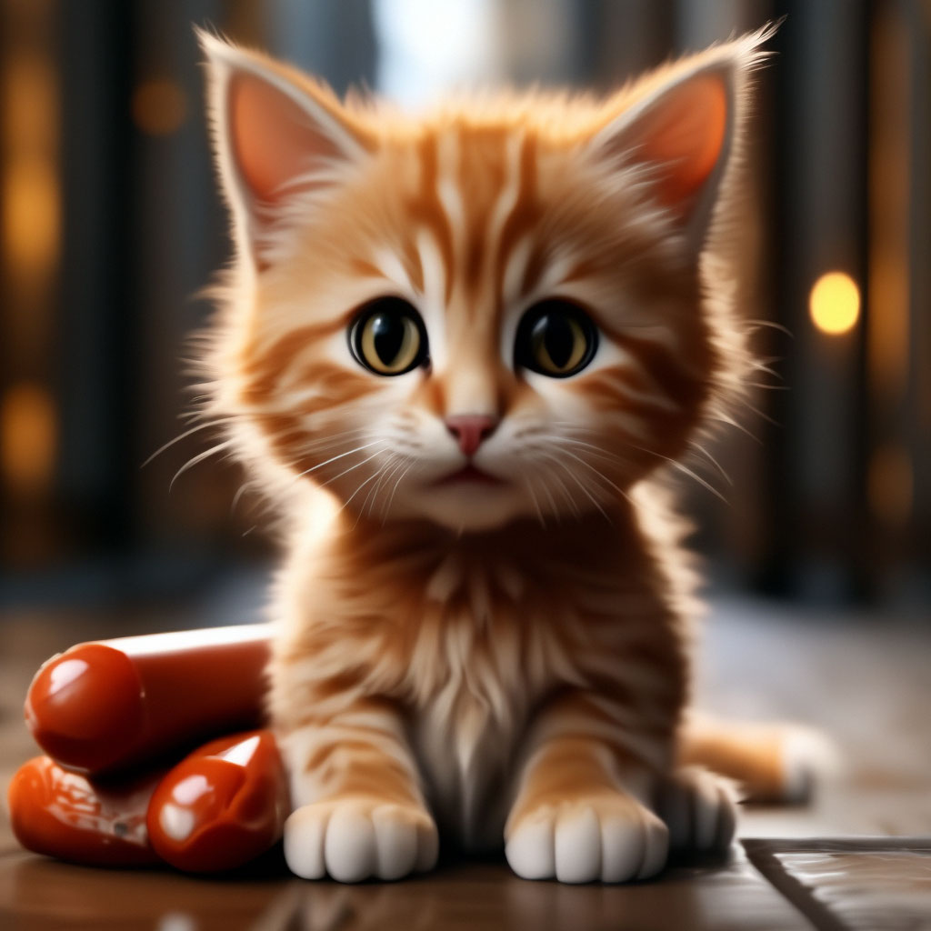 "You are my sweet, pretty little cat, I will put a cutlet in your mouth ...